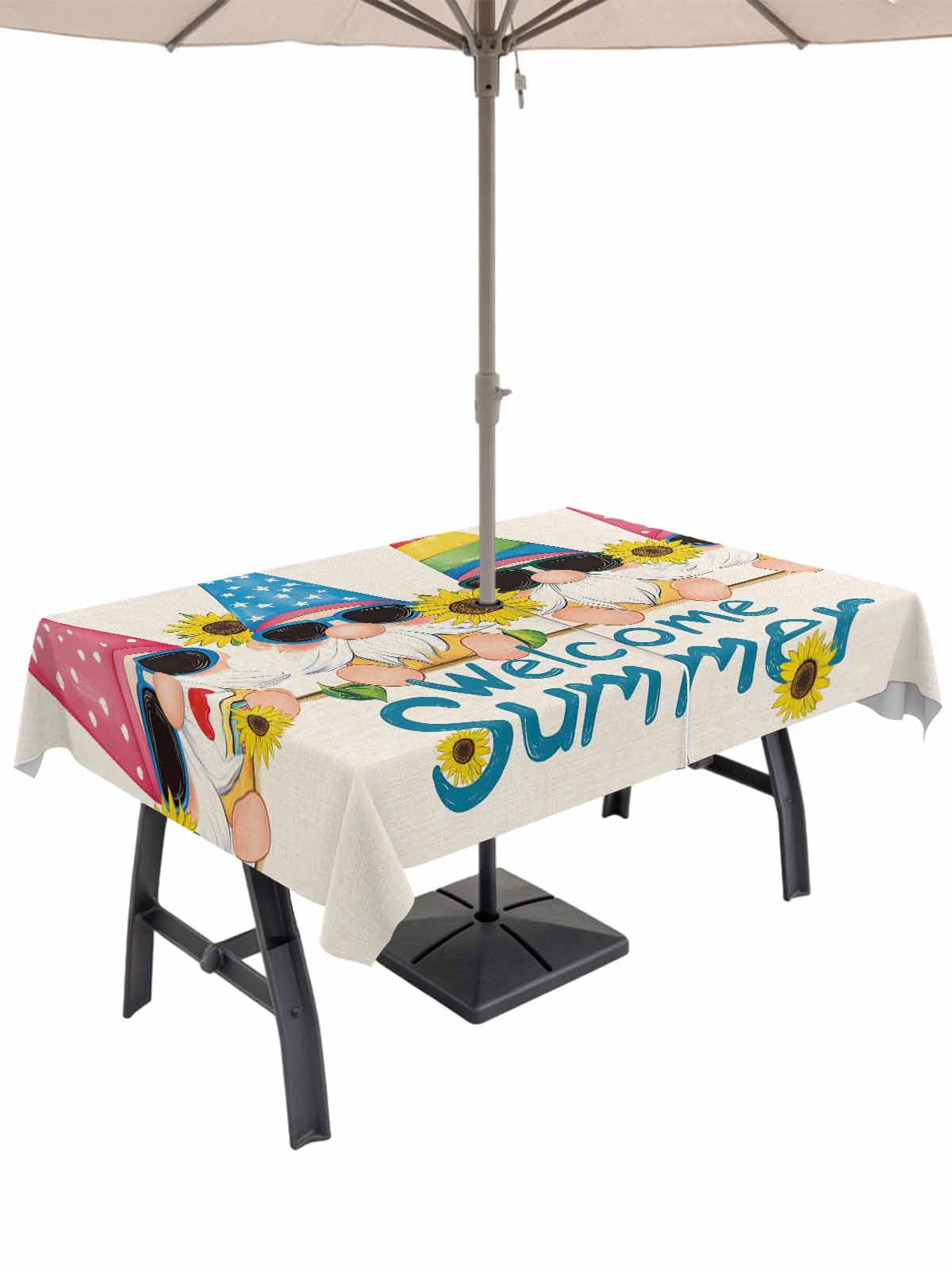 60x84 Inch Outdoor Tablecloth with Umbrella Hole Zipper Rectangle ...