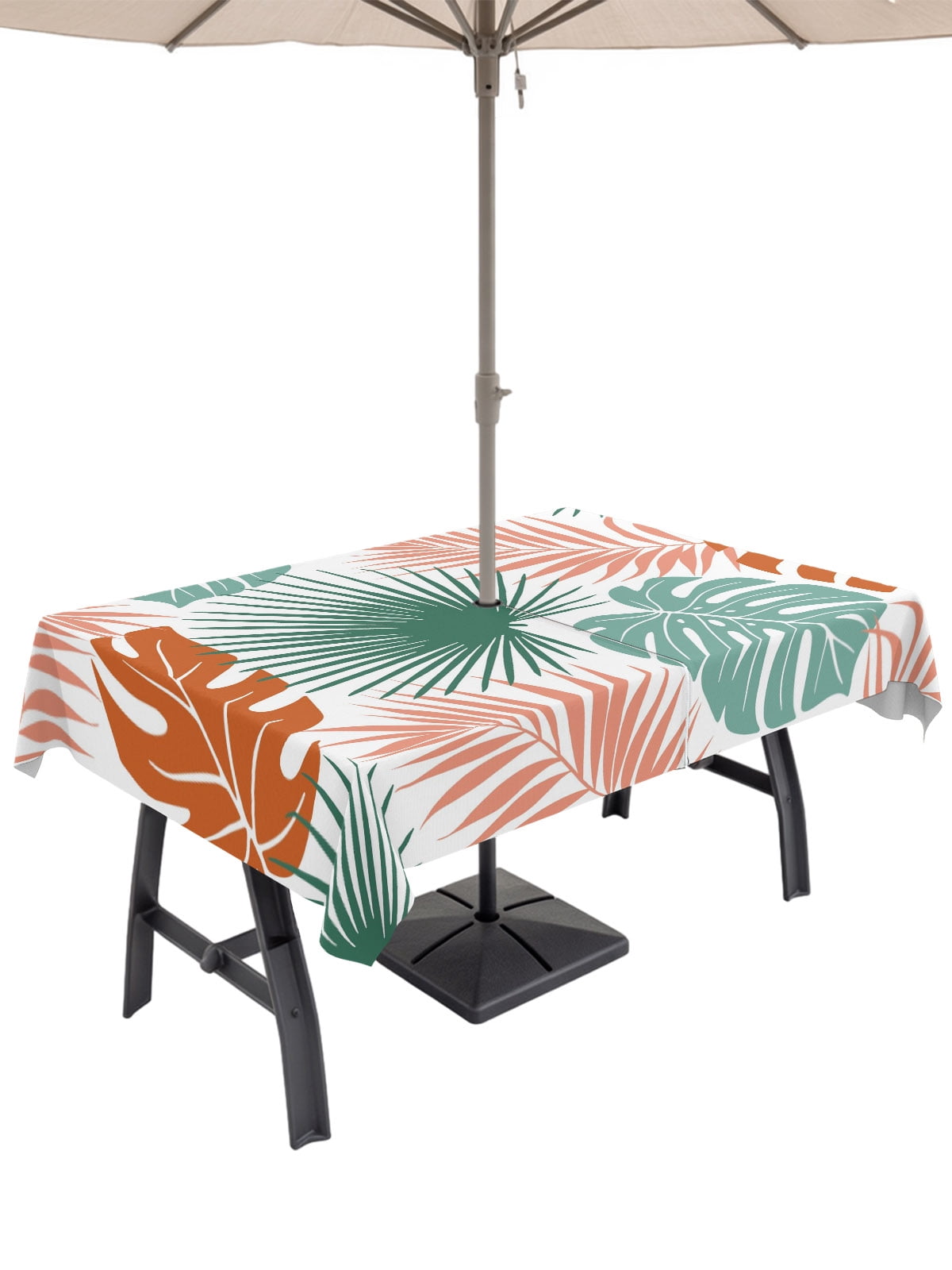 60x84 Inch Outdoor Tablecloth with Umbrella Hole Zipper Rectangle ...
