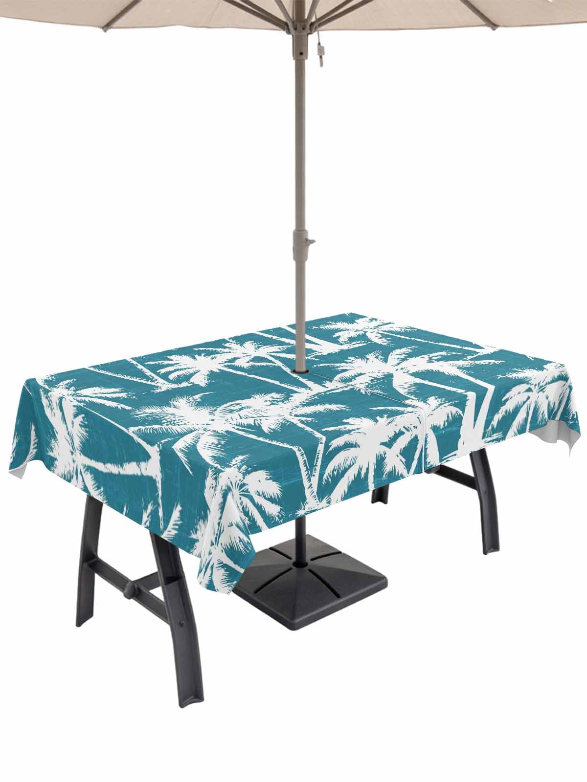 60x84 Inch Outdoor Tablecloth with Umbrella Hole Zipper Rectangle ...