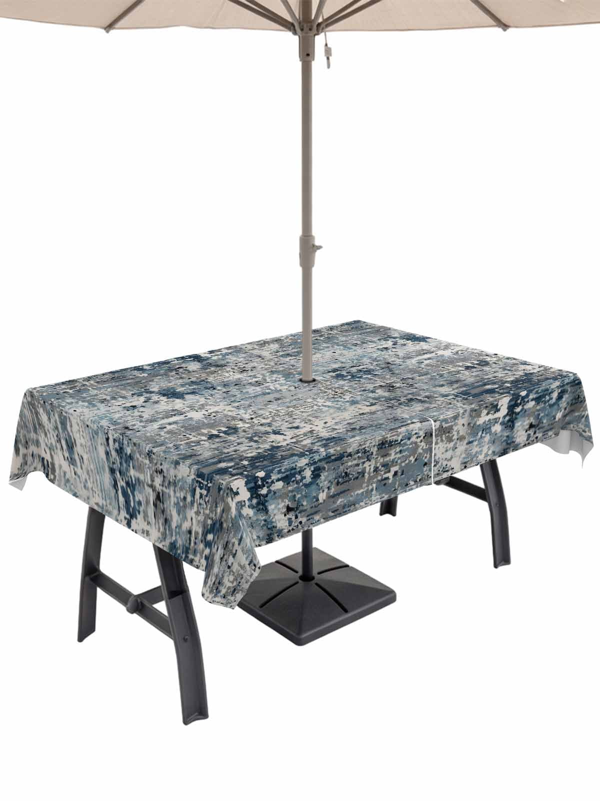 60x84 Inch Outdoor Tablecloth with Umbrella Hole Zipper Rectangle ...