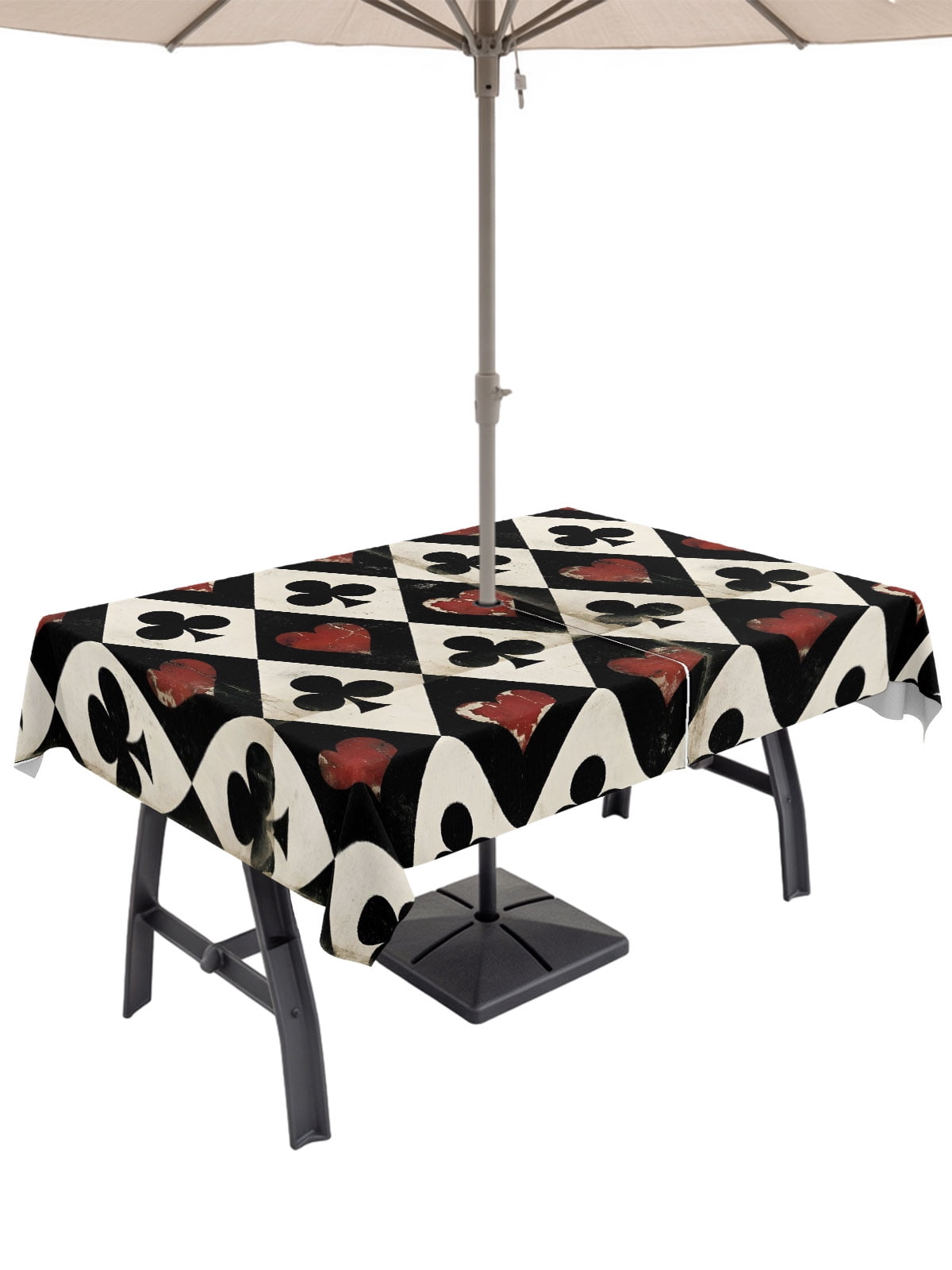 60x84 Inch Outdoor Tablecloth with Umbrella Hole Zipper Rectangle ...