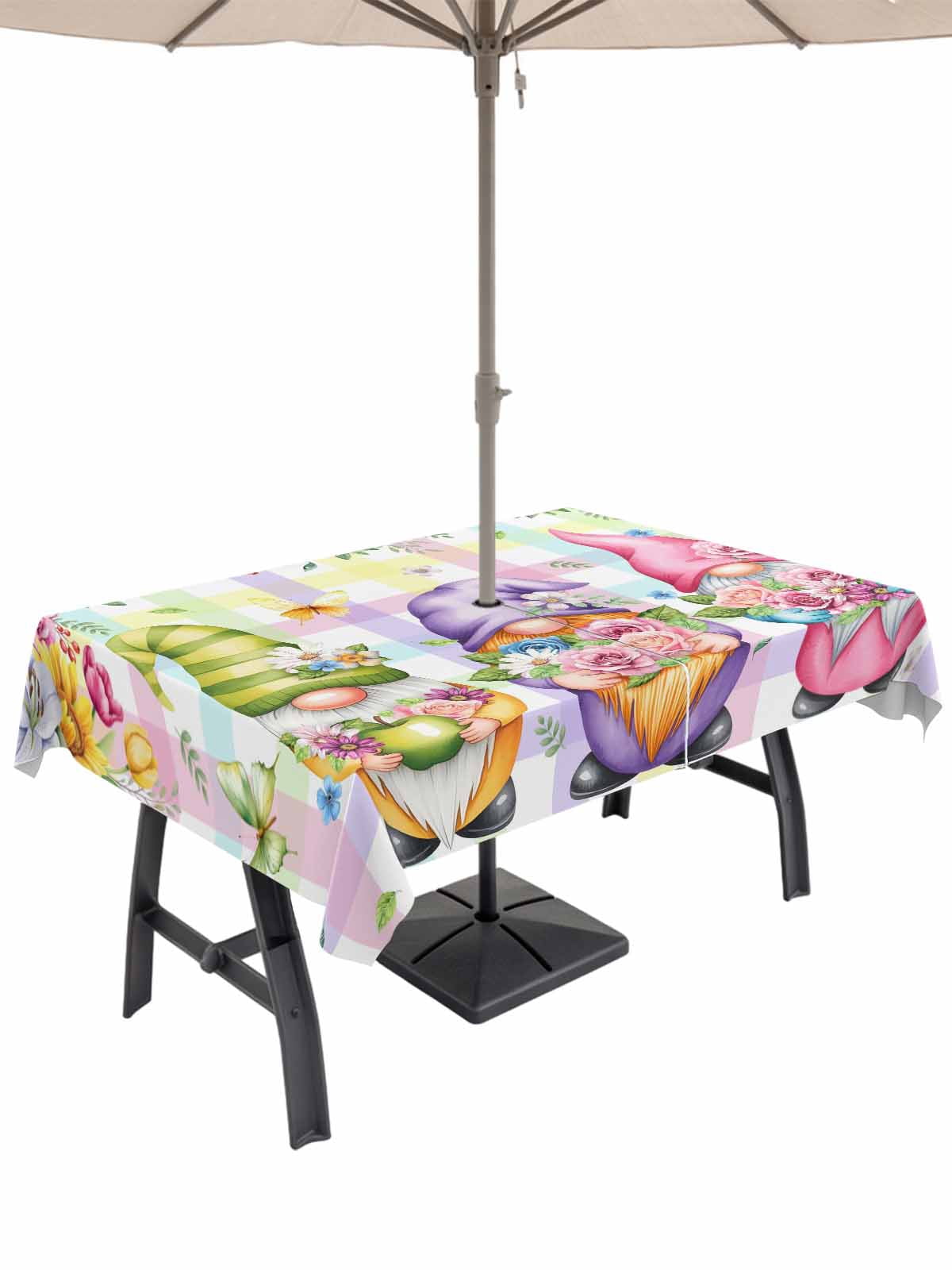 60x84 Inch Outdoor Tablecloth with Umbrella Hole Zipper Rectangle ...