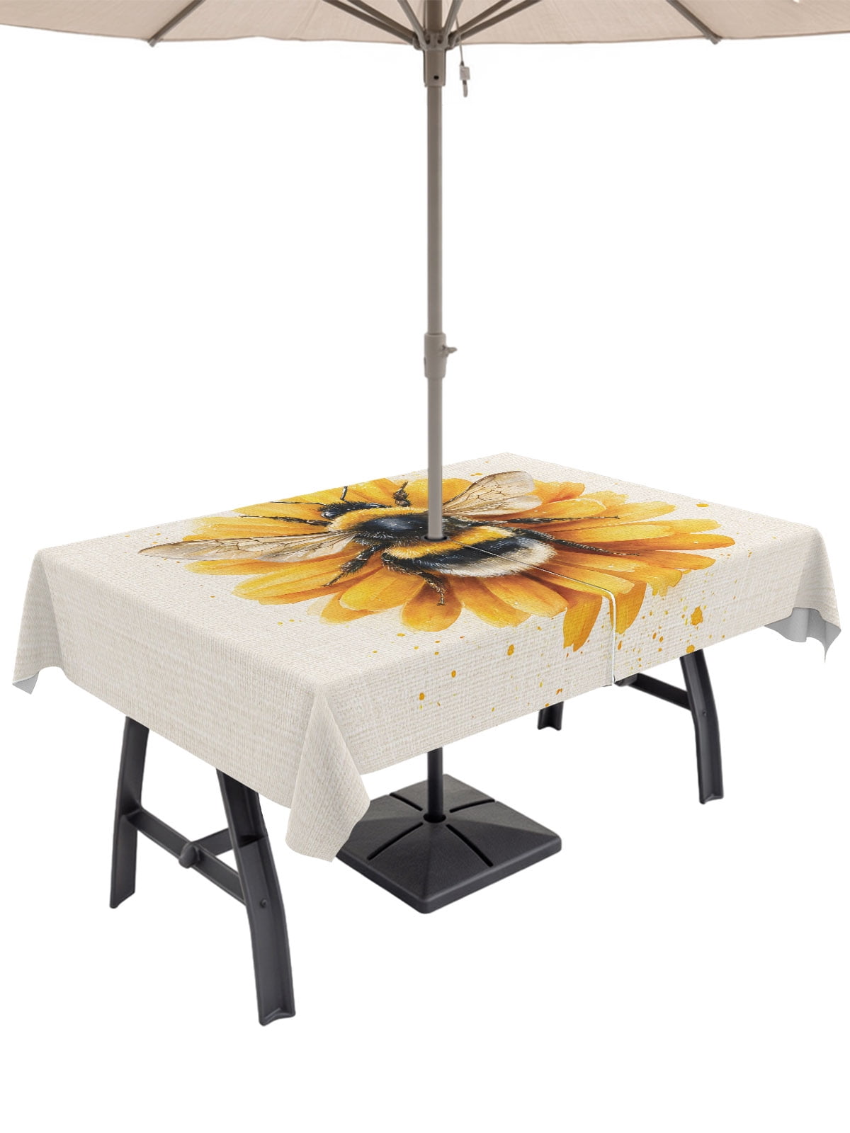 60x84 Inch Outdoor Tablecloth with Umbrella Hole Zipper Rectangle ...