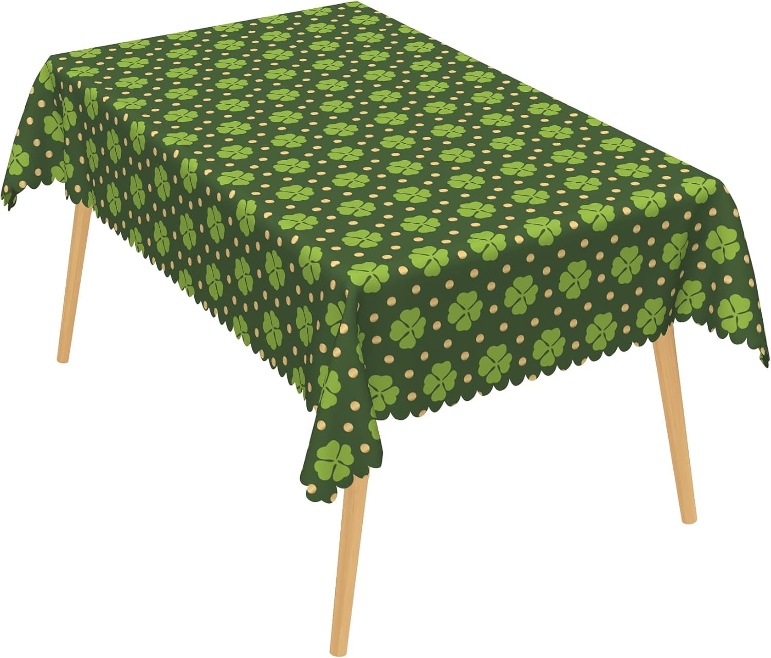 60x84 Inch St Patrick''s Day Rectangle Tablecloth Clover Polka Dot ...