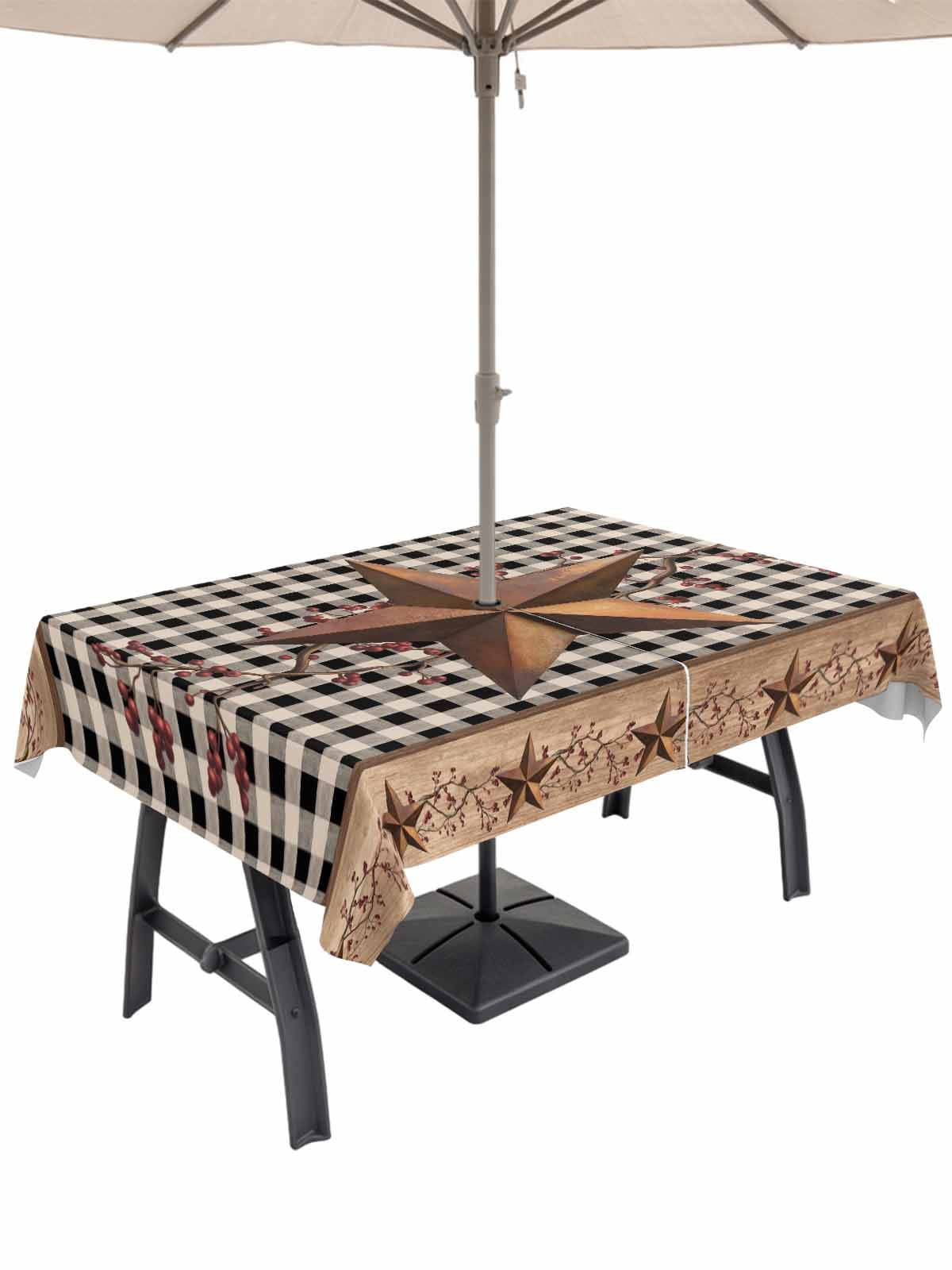 60x84 Tablecloth Rectangle, Vintage Texas Star Brown Outdoor Tablecloth ...