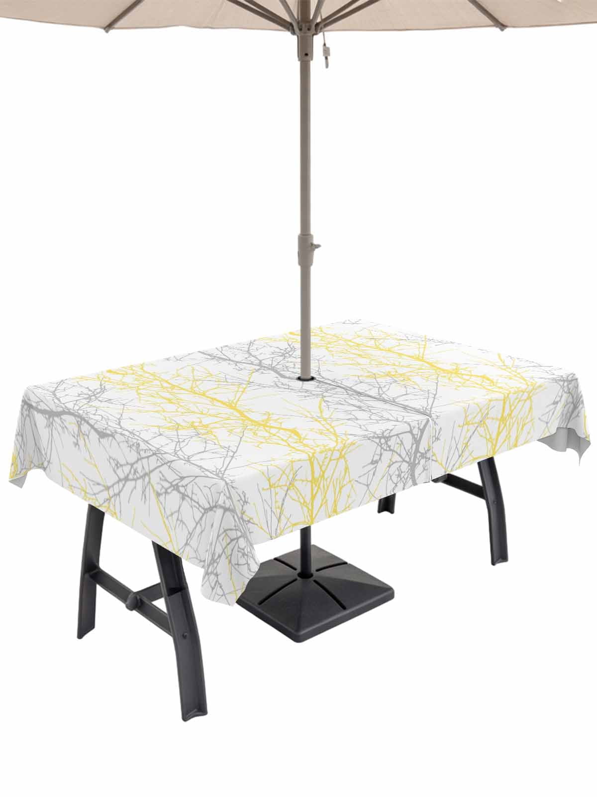 60x84 Tablecloth Rectangle, Yellow Gray Outdoor Tablecloth with ...