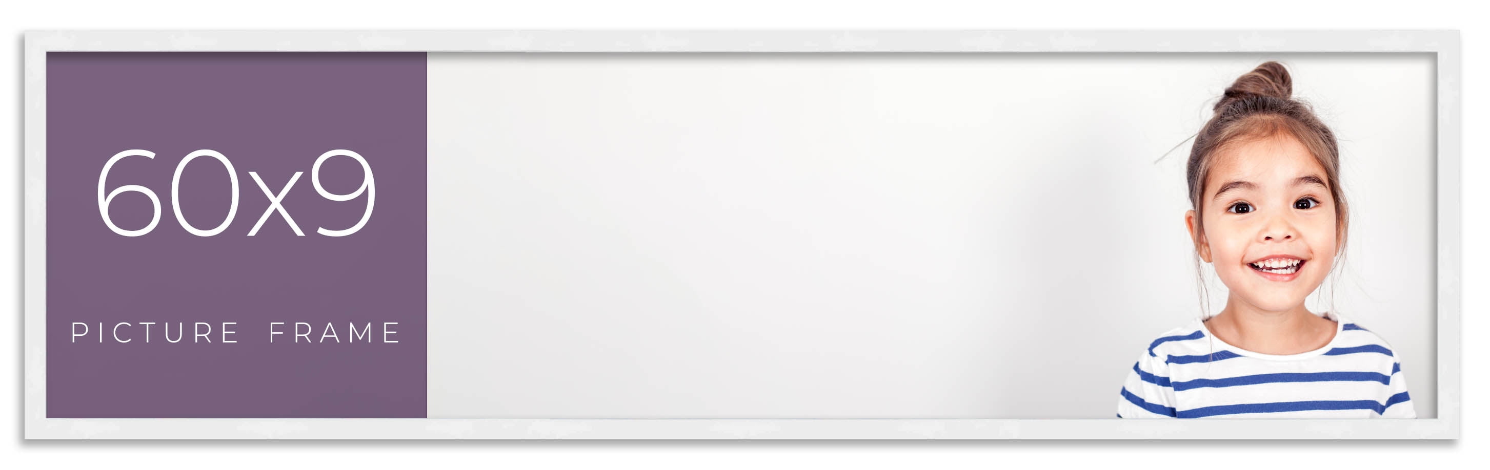 60x9 Frame White Real Wood Picture Frame Width 0.75 inches | Interior ...