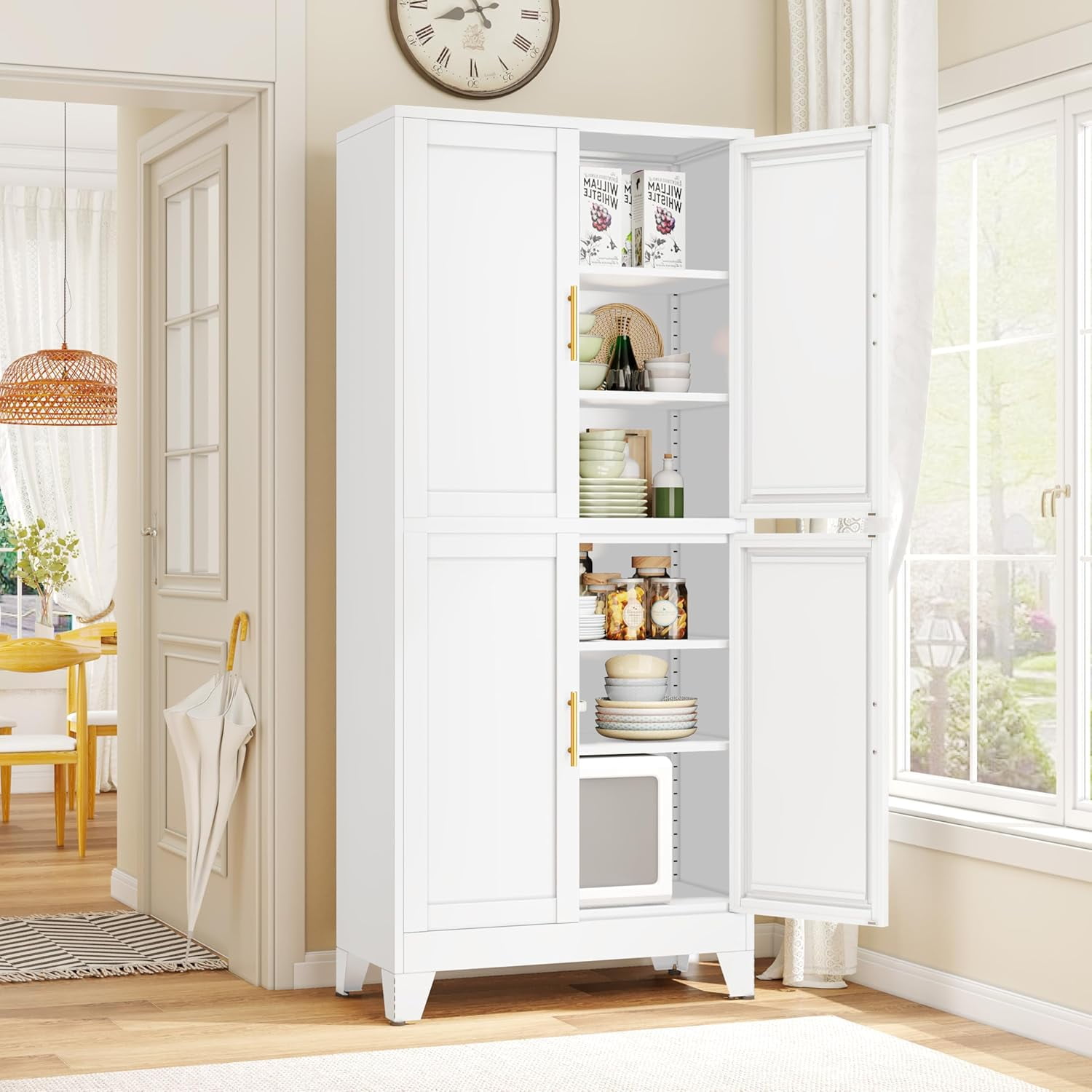 61.02" Kitchen Pantry Cabinet, Kitchen Pantry Storage Cabinet with 2 ...