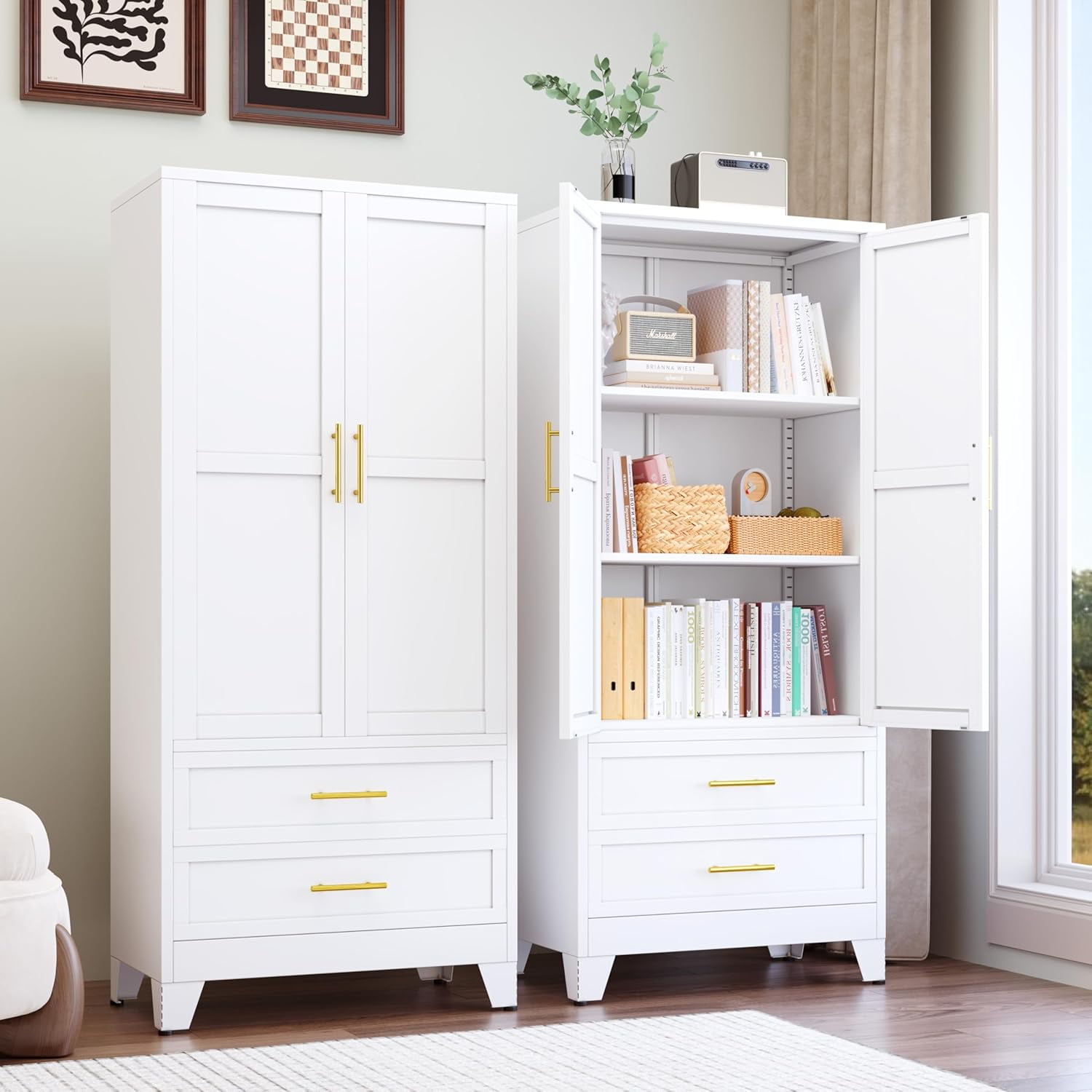 61.02" Kitchen Pantry Cabinet, Pantry Storage Cabinet with 2 Doors 2 ...