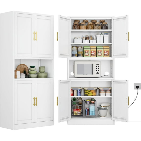 61.02" Tall Bathroom Storage Cabinet, Kitchen Pantry Storage Cabinet ...