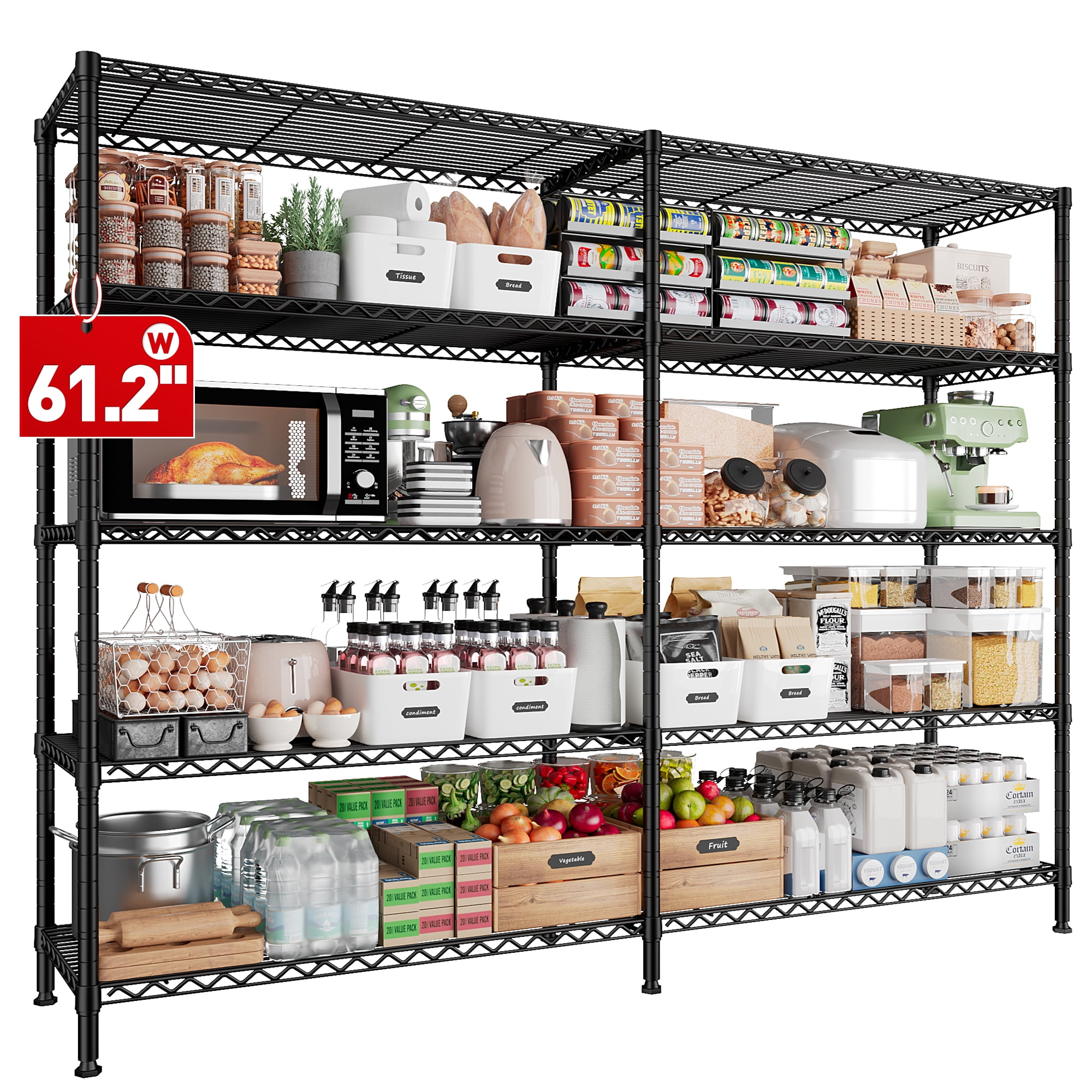 Ktaxon Heavy Duty 5-Tier 60"x24"x14" Wire Shelving Rack Adjustable ...
