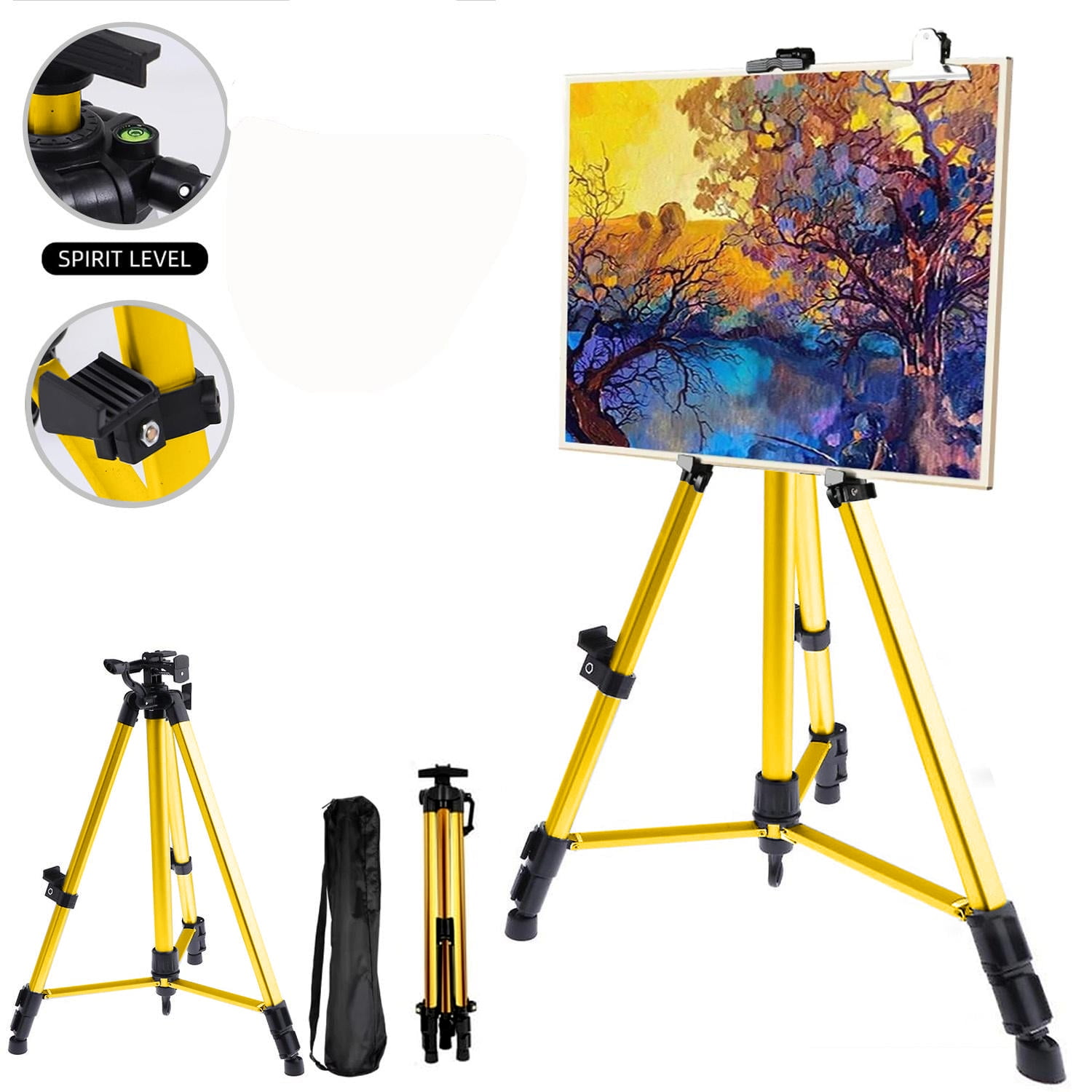 61"-20"Artist Easel Stand, Thick Aviation Aluminum Tripod Display Easel ...