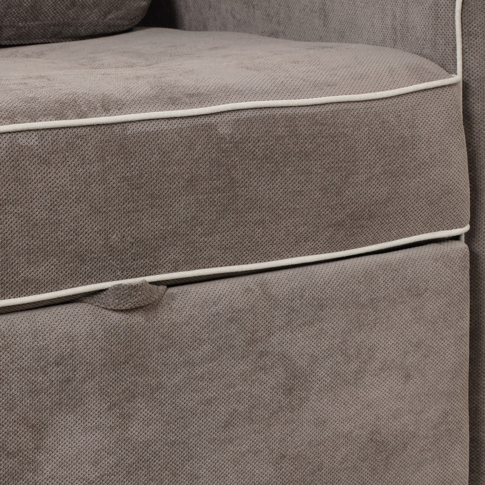 61.4" Upholstered Pull - Out Sofa Bed with Brown Gray Twill Waffle Velvet | Suitable for Living ...