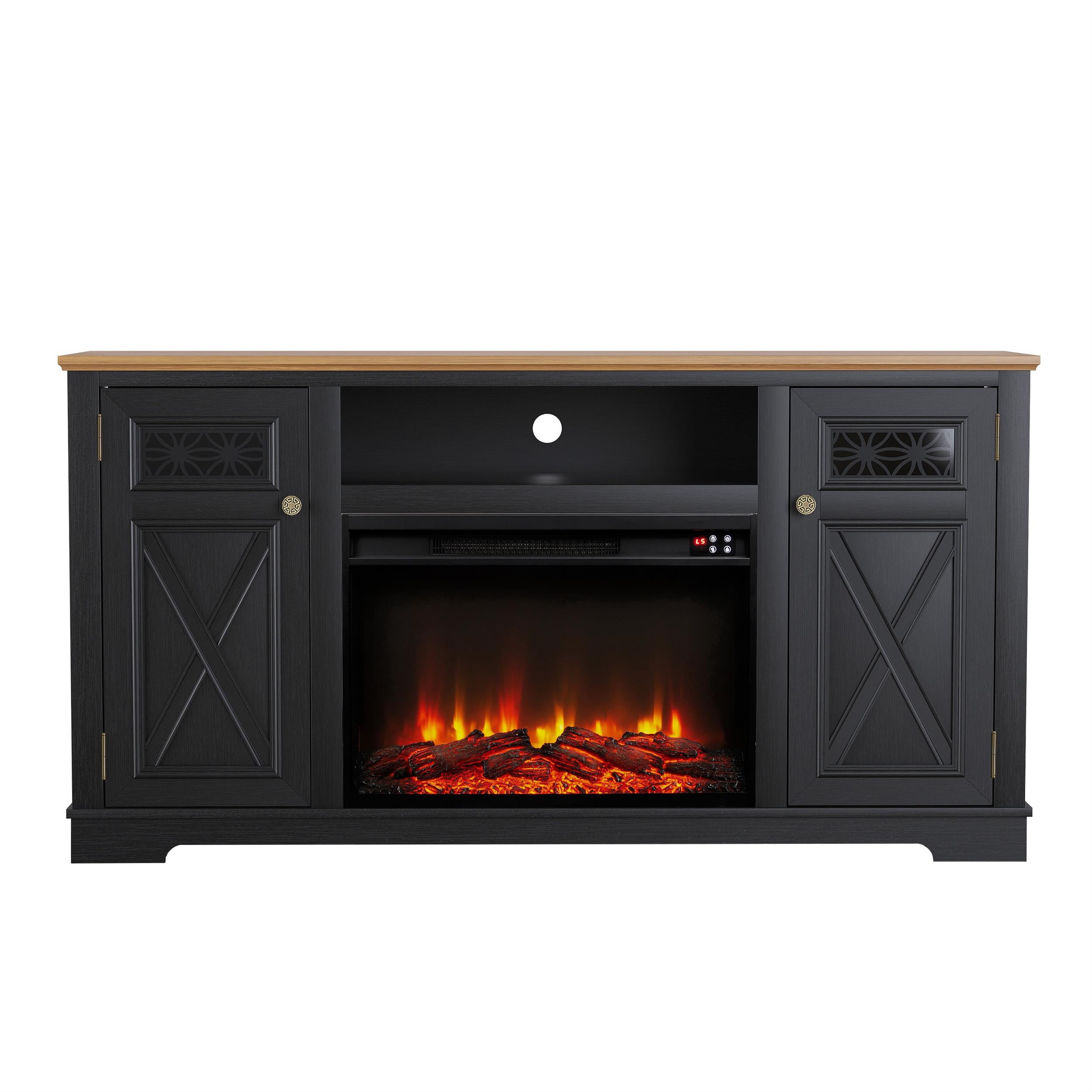 61.5" Two-Tone TV Stand with Electric Fireplace Fits TVs Up to 70 ...