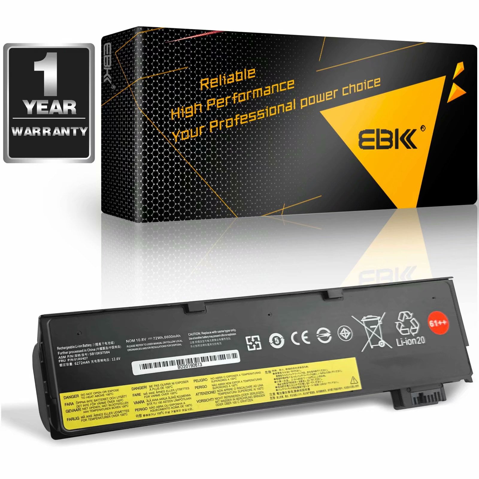 61++ 72Wh Battery for Lenovo ThinkPad T470 T570 T580 01AV492 01AV427 ...