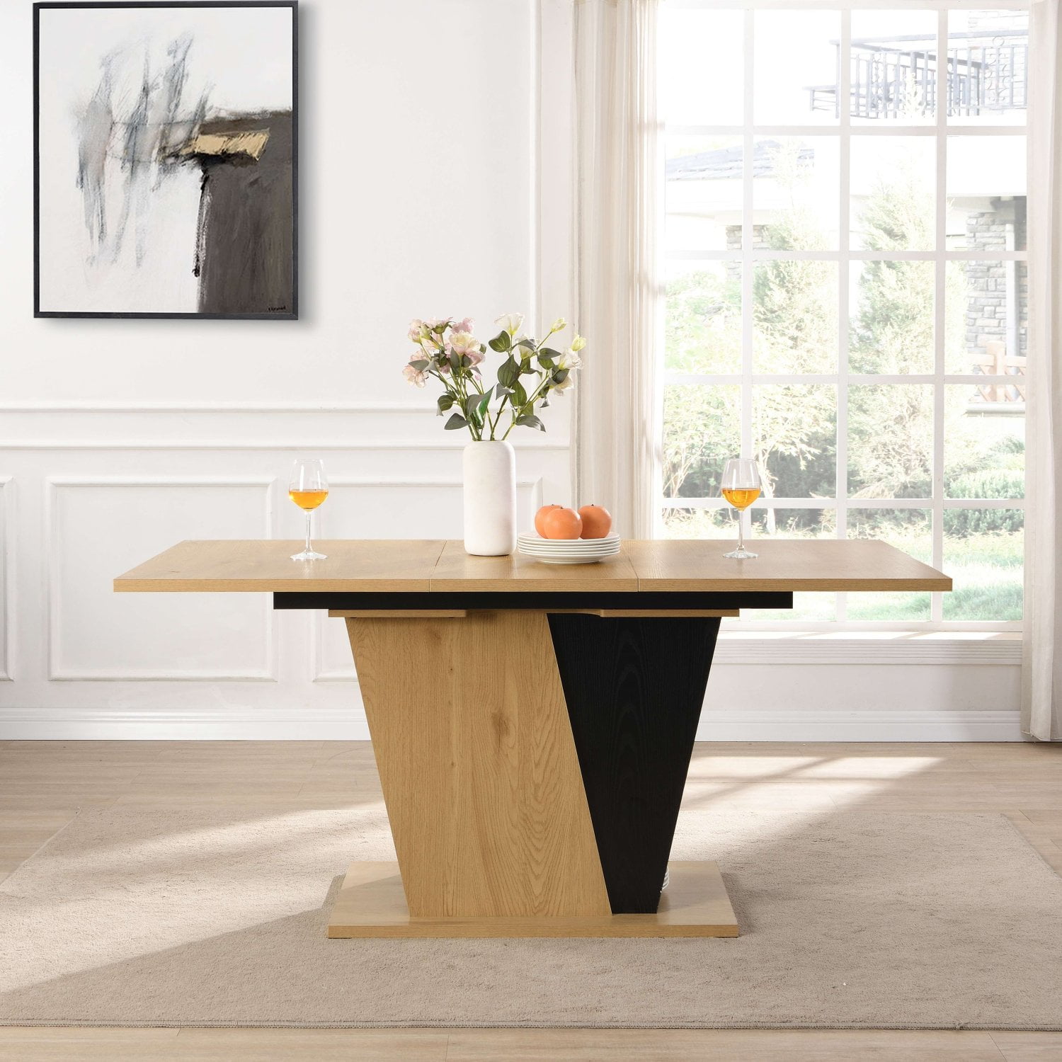 61.81 (46.46) inch Extendable Dining Table with Built-in Storage ...
