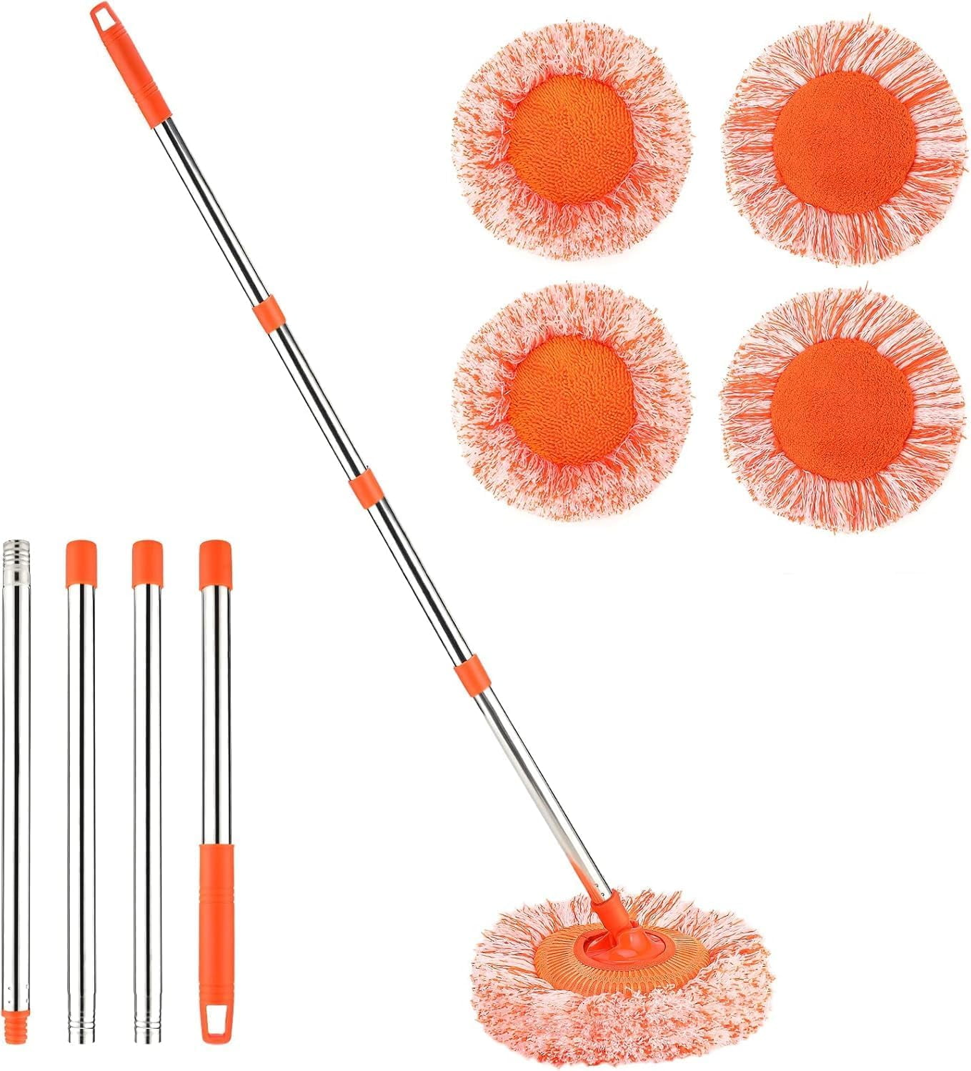 61 in Adjustable Cleaning Mop, 180° Rotatable Mops for Floor Cleaning ...