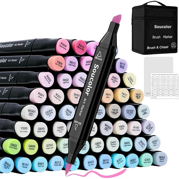 61 Colors Pastel Alcohol Based Markers Set | Professional Dual Tip Art ...