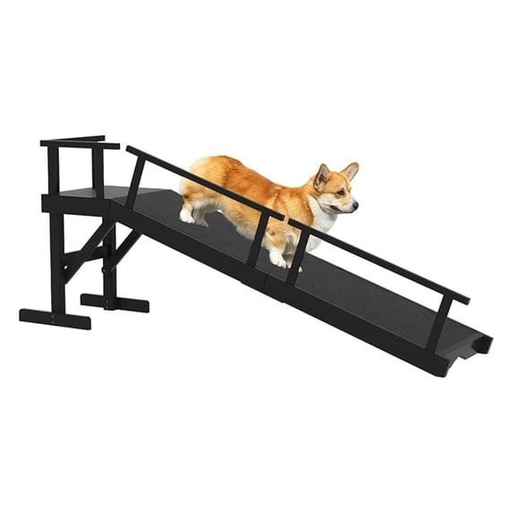 61" Dog Ramp for Bed,Birchwood Pet Ramp with Removable Side Rail and ...