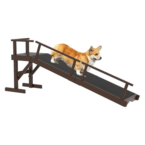 61" Dog Ramp for Bed,Birchwood Pet Ramp with Removable Side Rail and ...