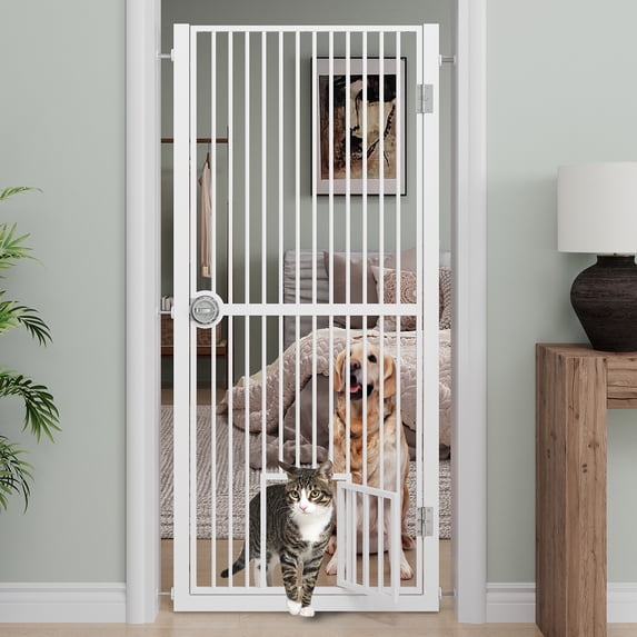 61" Extra Tall Cat Gate for Doorway, 30.2"-32.6" Adjustable Width Pet ...