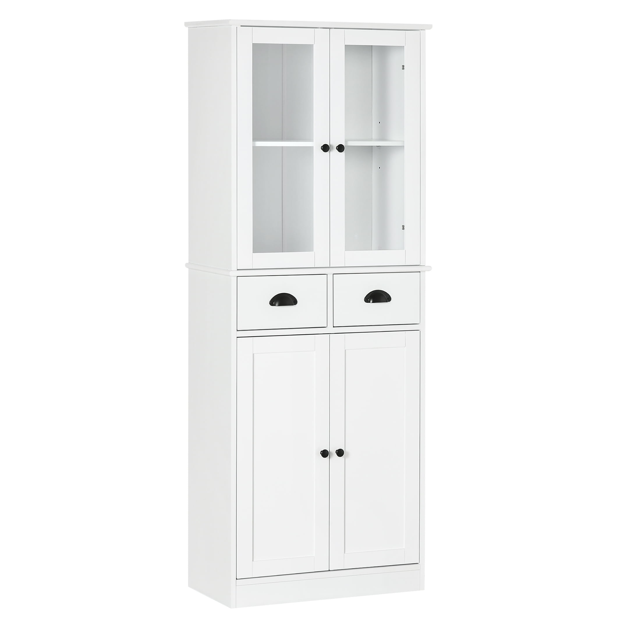 61" Freestanding Kitchen Pantry, Traditional Style Storage Cabinet with ...