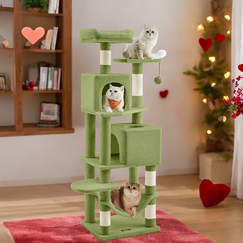 61-Inch Cat Tree Cat Tower for Indoor Cats - Plush Multi-Level Cat ...