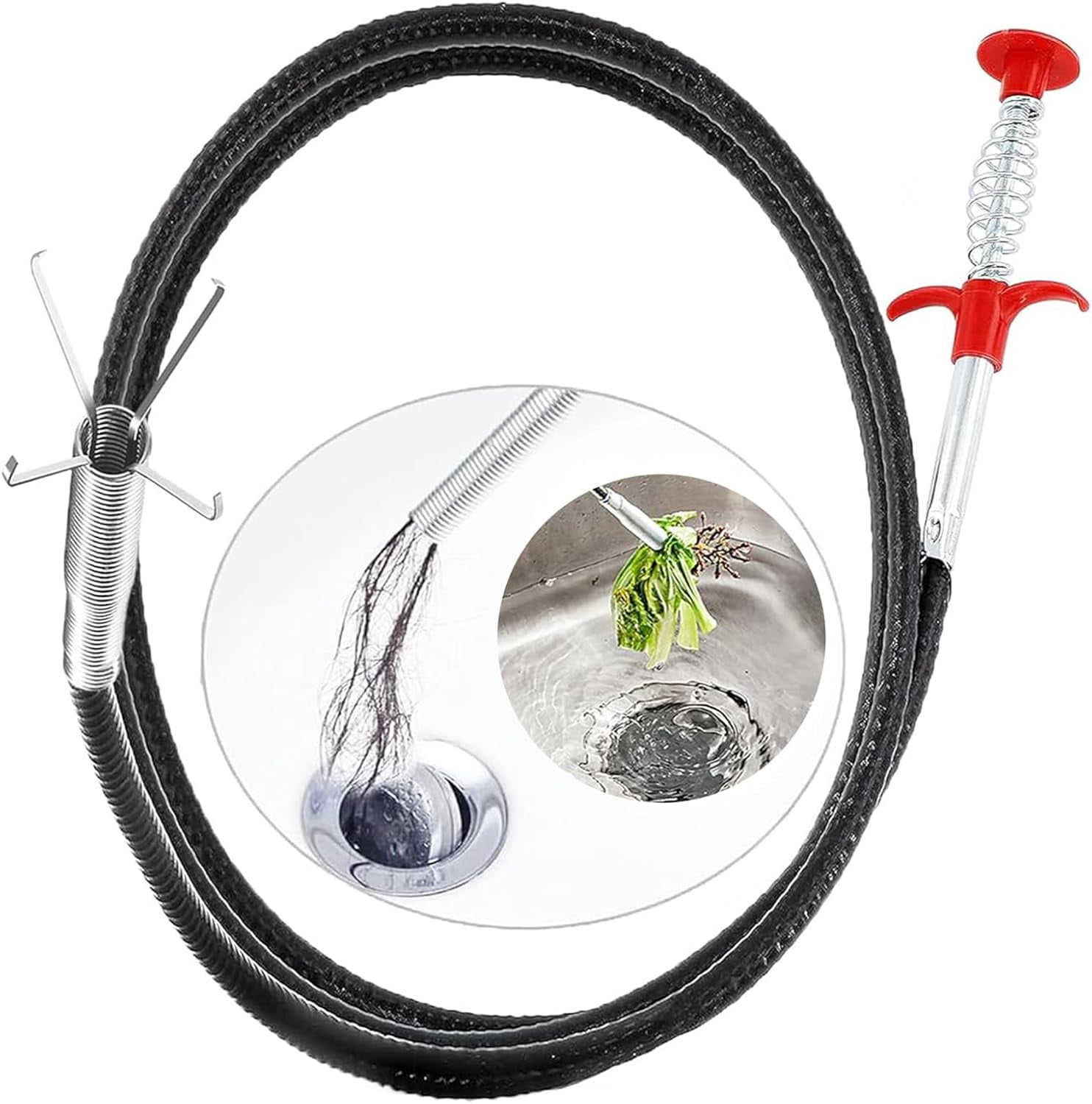 34/61 Inch Drain Snake Hair Drain Clog Remover Tool, Flexible Grabber ...