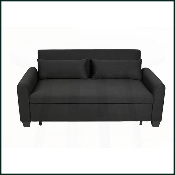 61-Inch Extra-Large 2-in-1 Fabric Sofa Bed with Reinforced Iron Frame ...