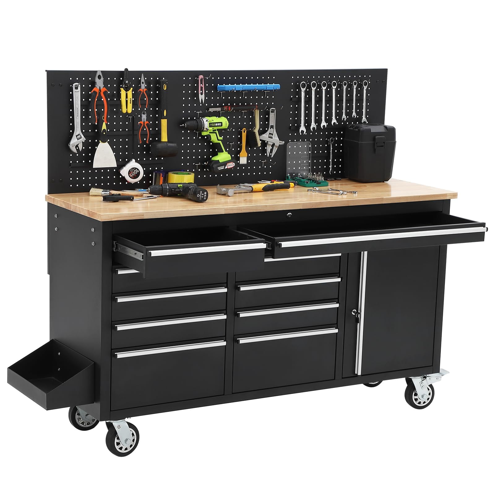 61-Inch Tool Chest Workbench with Wheels – Multifunctional Rolling Tool ...
