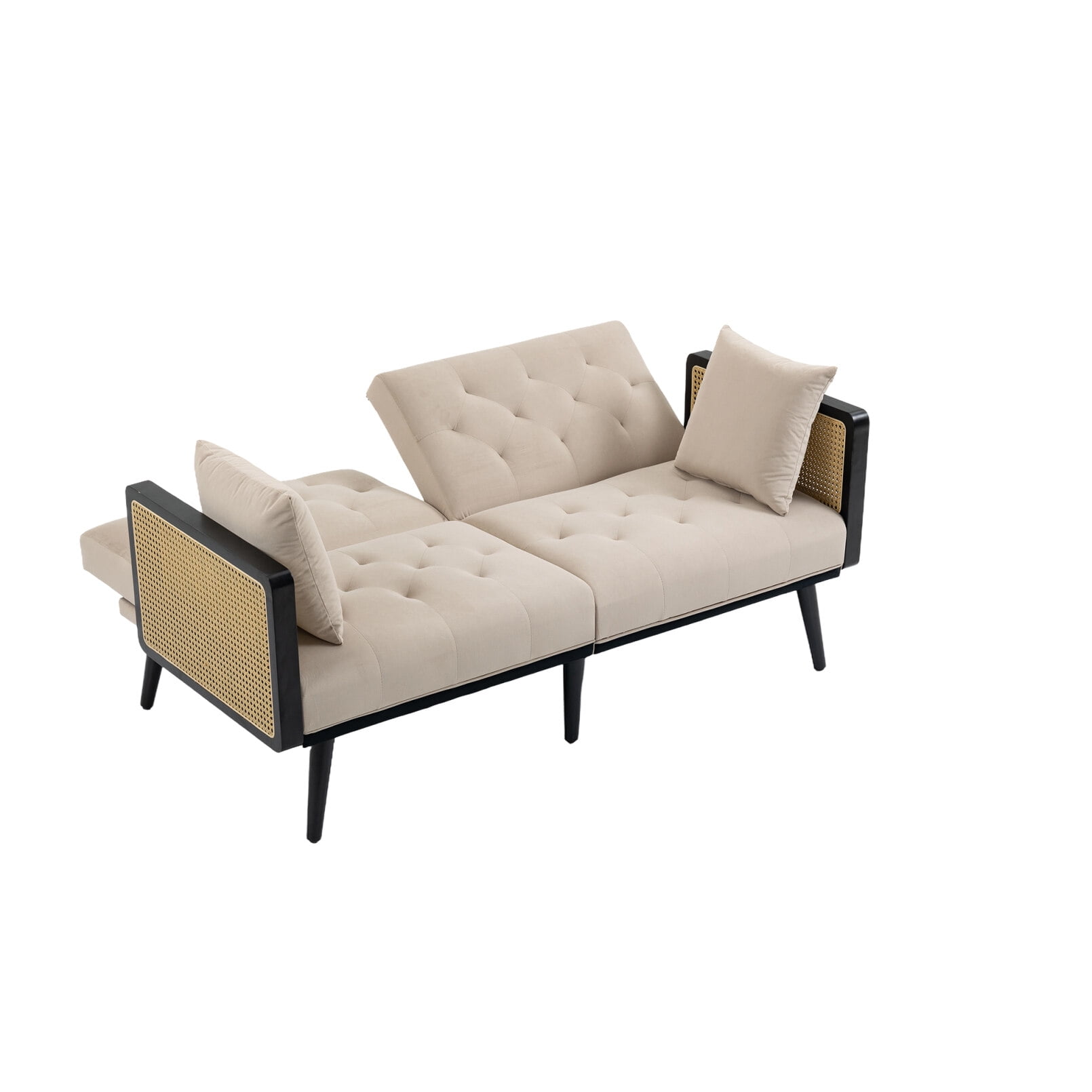 61 Inch Velvet Convertible Futon Sofa Bed, Upholstered Loveseat Sleeper ...