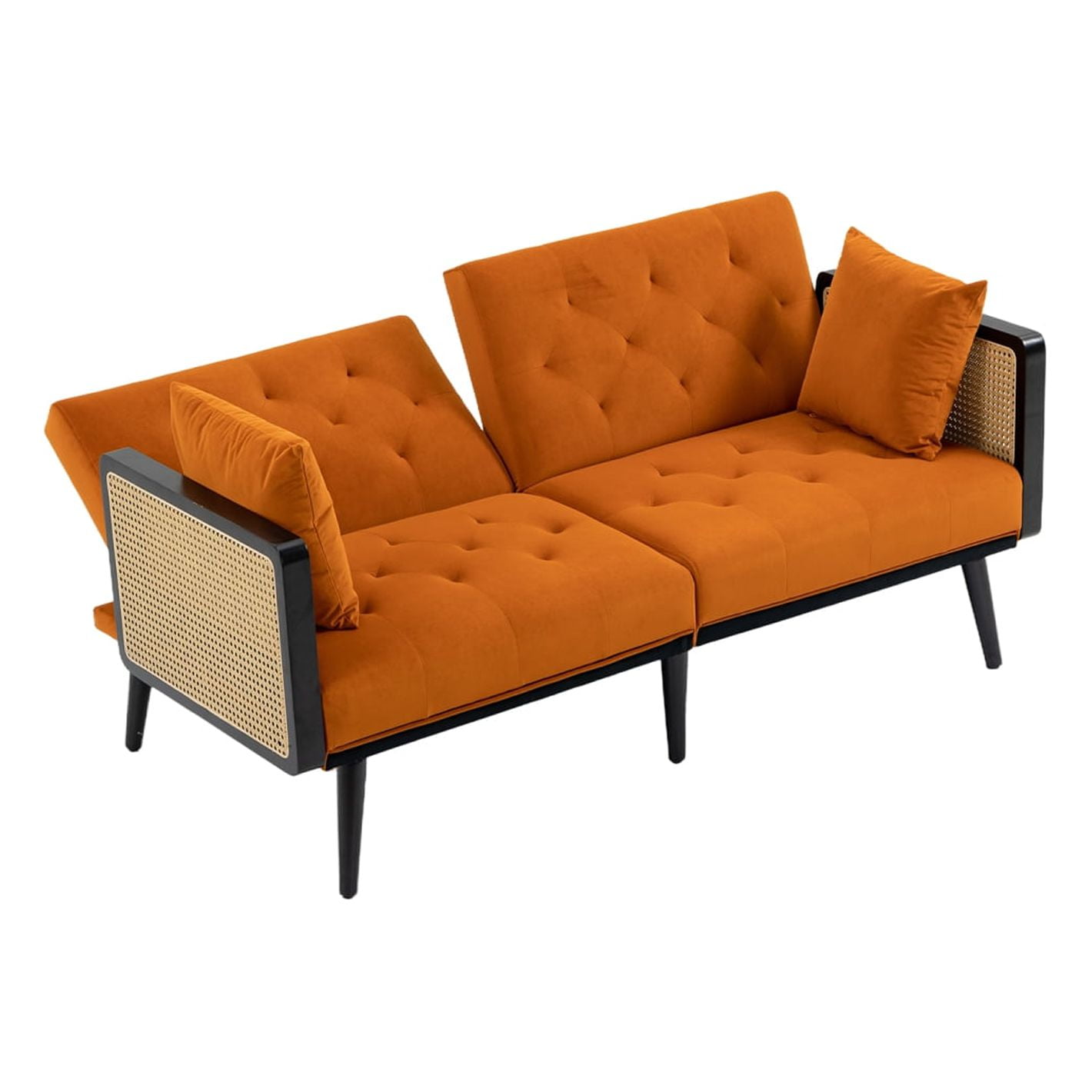 61 Inch Velvet Convertible Futon Sofa Bed, Upholstered Loveseat Sleeper ...
