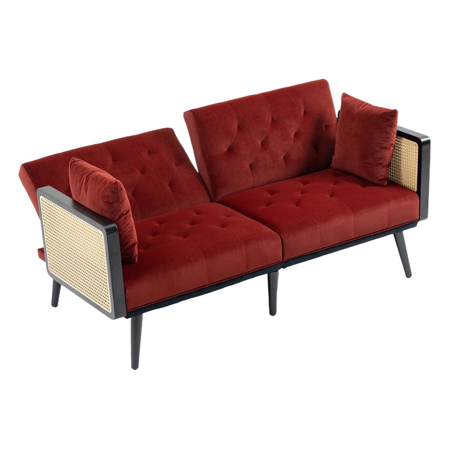 61 Inch Velvet Convertible Futon Sofa Bed, Upholstered Loveseat Sleeper ...