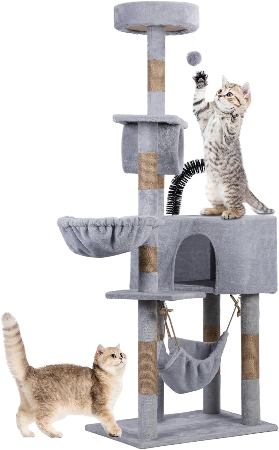 61 Inches Cat Tree Cat Tower for Large Cats and Indoor Cats, with Condo ...