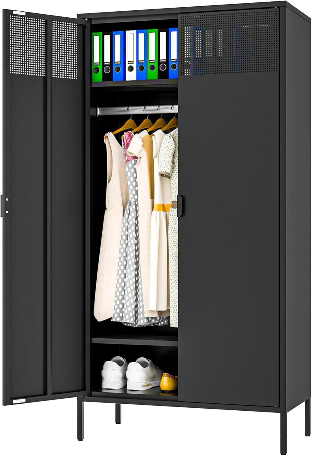 61 Inches Metal Storage Cabinet with Doors and Shelves, 4 Tier Kitchen ...