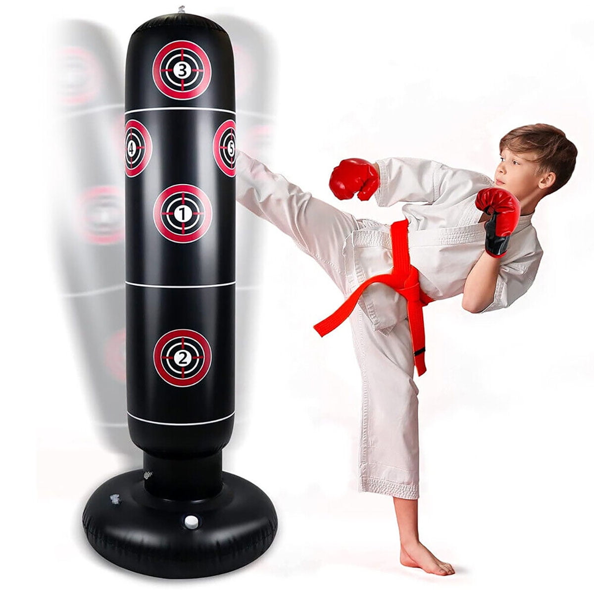 61" Inflatable Free Standing Punching Bag Adult Kid Boxing Fitness ...