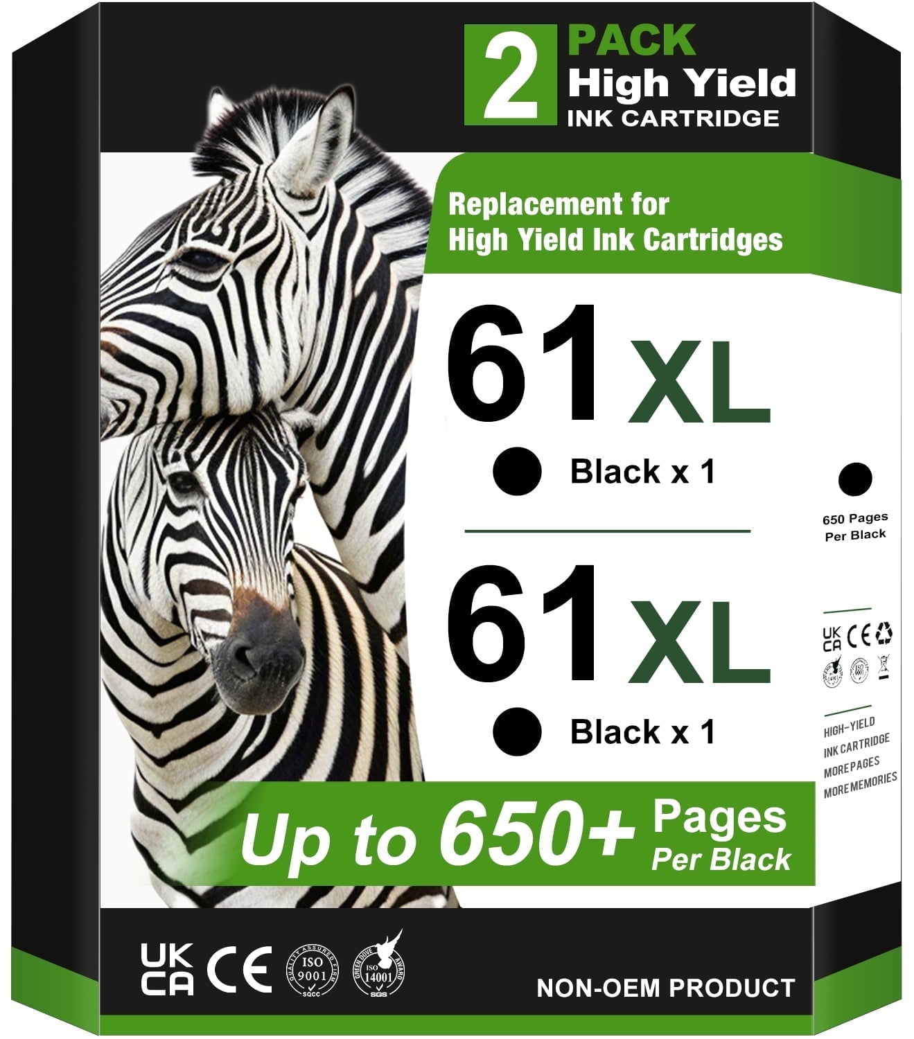 HP 61XL Remanufactured Ink Cartridges 2-Pack for HP Envy 4500, Deskjet ...