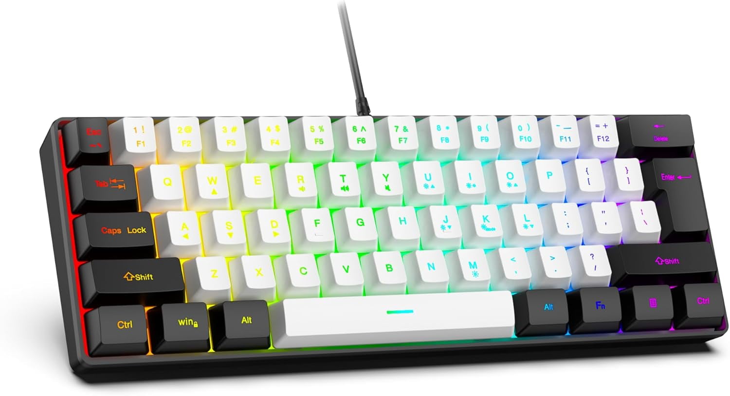 61-Key Compact RGB Gaming Keyboard - 60% Layout, USB-A & Type-C ...