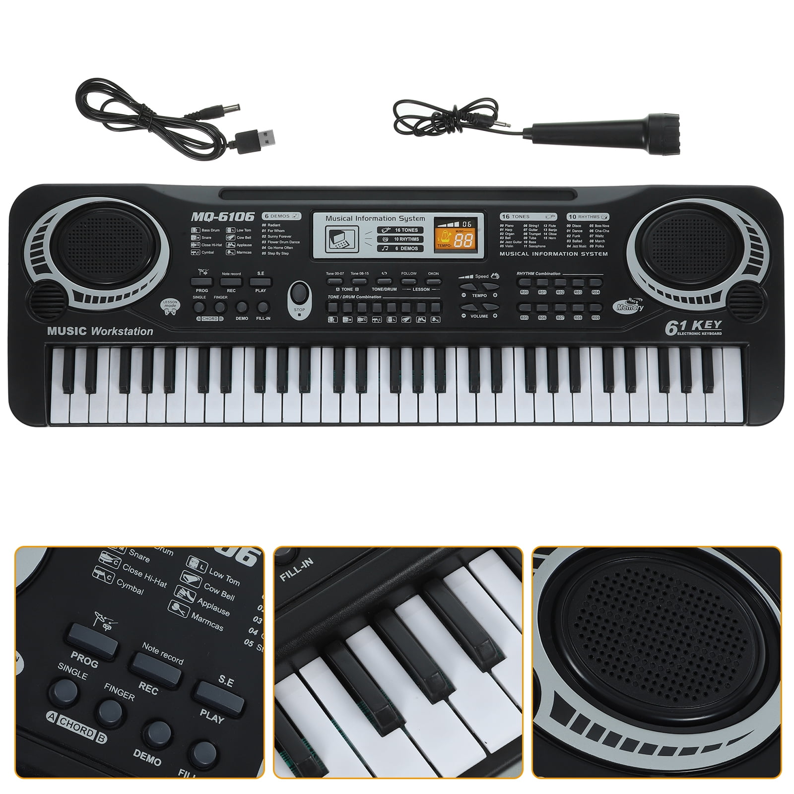 61 Key Electric Digital Music Keyboard for Beginner Portable Piano ...