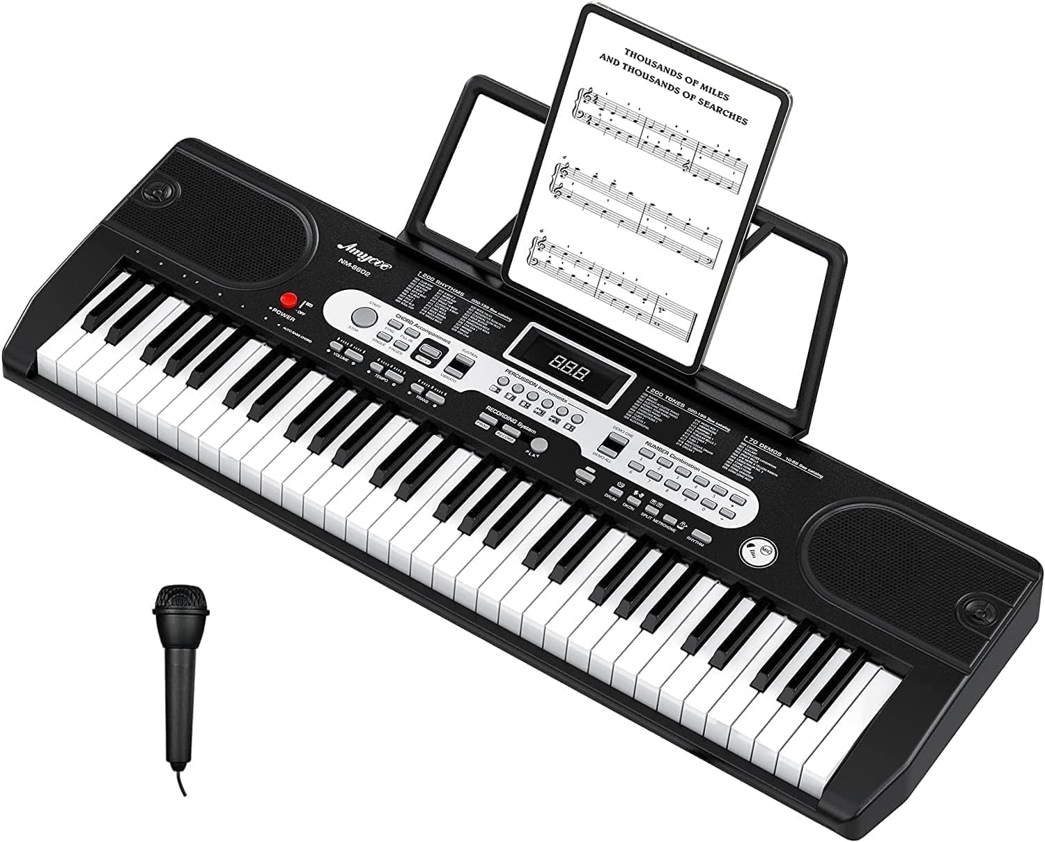 61-Key Electronic Keyboard Piano Set with Stand & Pedal, Portable ...
