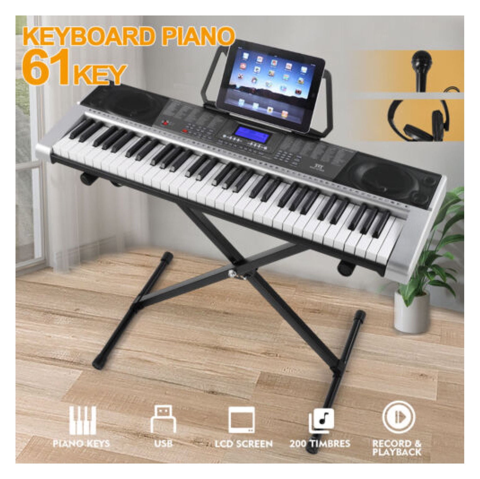 61 Key Electronic Keyboards Piano Portable Digital Organs W/Headphone ...