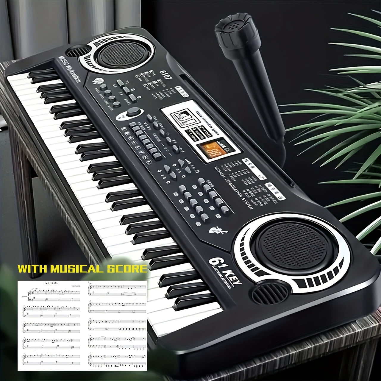 61 Key Electronic Piano Keyboard Set with Built-In Mic & Printed Music ...