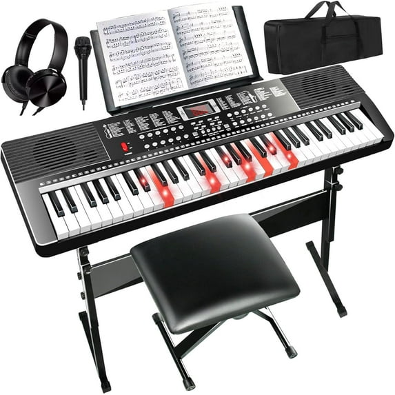 61 Key Keyboard Piano for Beginners w/Light-Up , Christmas Gifts, Full ...
