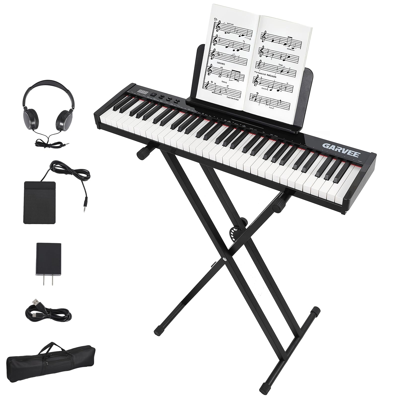 61 Key Keyboard Piano, Semi-Weighted Electric Piano Keyboard with 128 ...