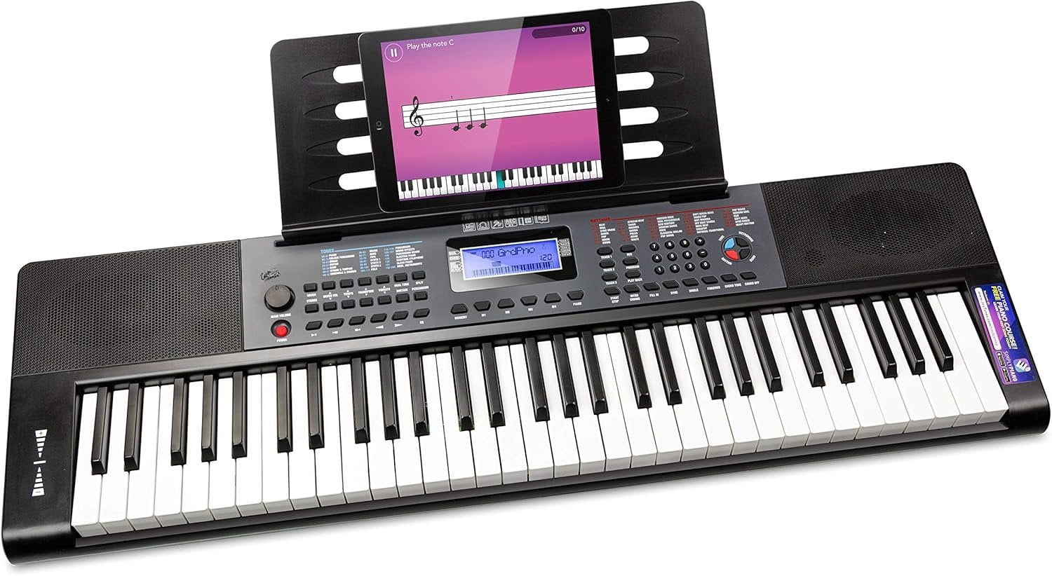 61 Key Keyboard Piano with Pitch Bend, Power , Sheet Stand, Piano Note ...