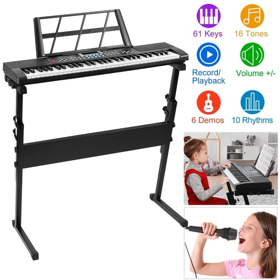61 Key Kids Piano Toy – Electronic Keyboard with Stand & Mic, 16 Tones ...