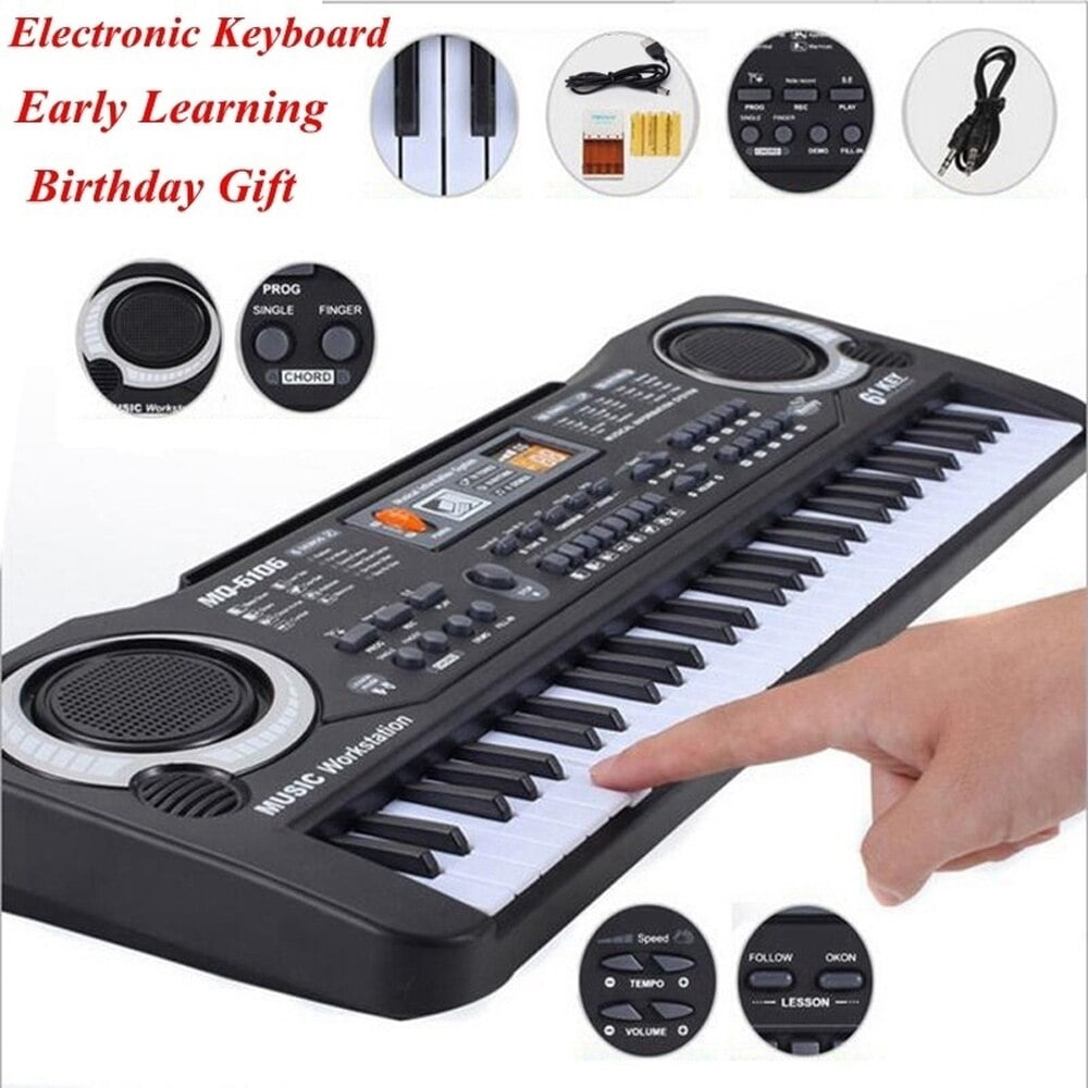 61 Key Music Electronic Keyboard Digital Piano Organ with Microphone ...
