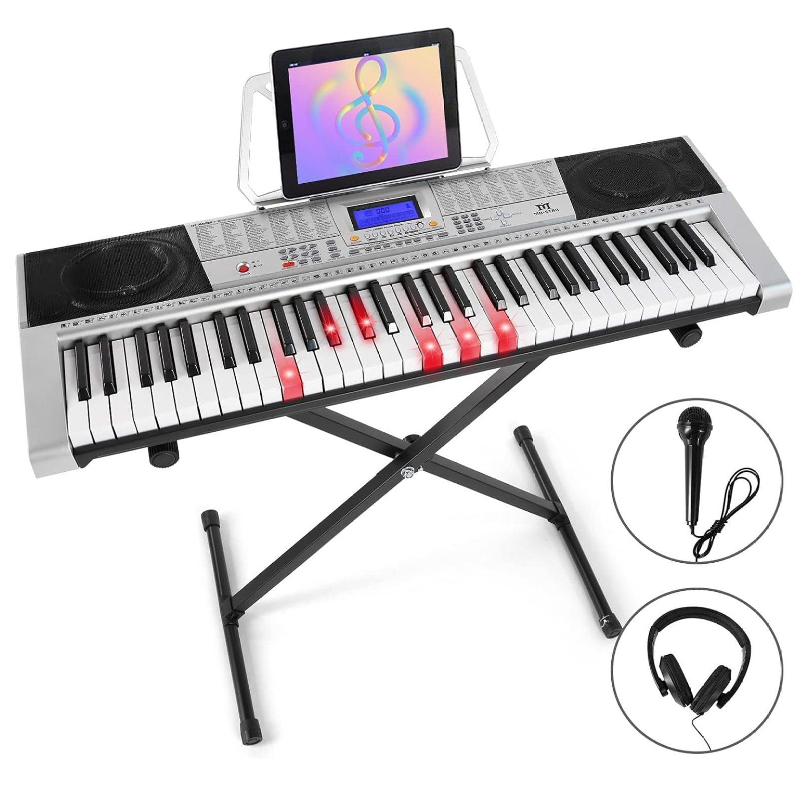 61 Key Piano Keyboard, MEKS-400 Electric Piano Keyboard with Lighted Up ...