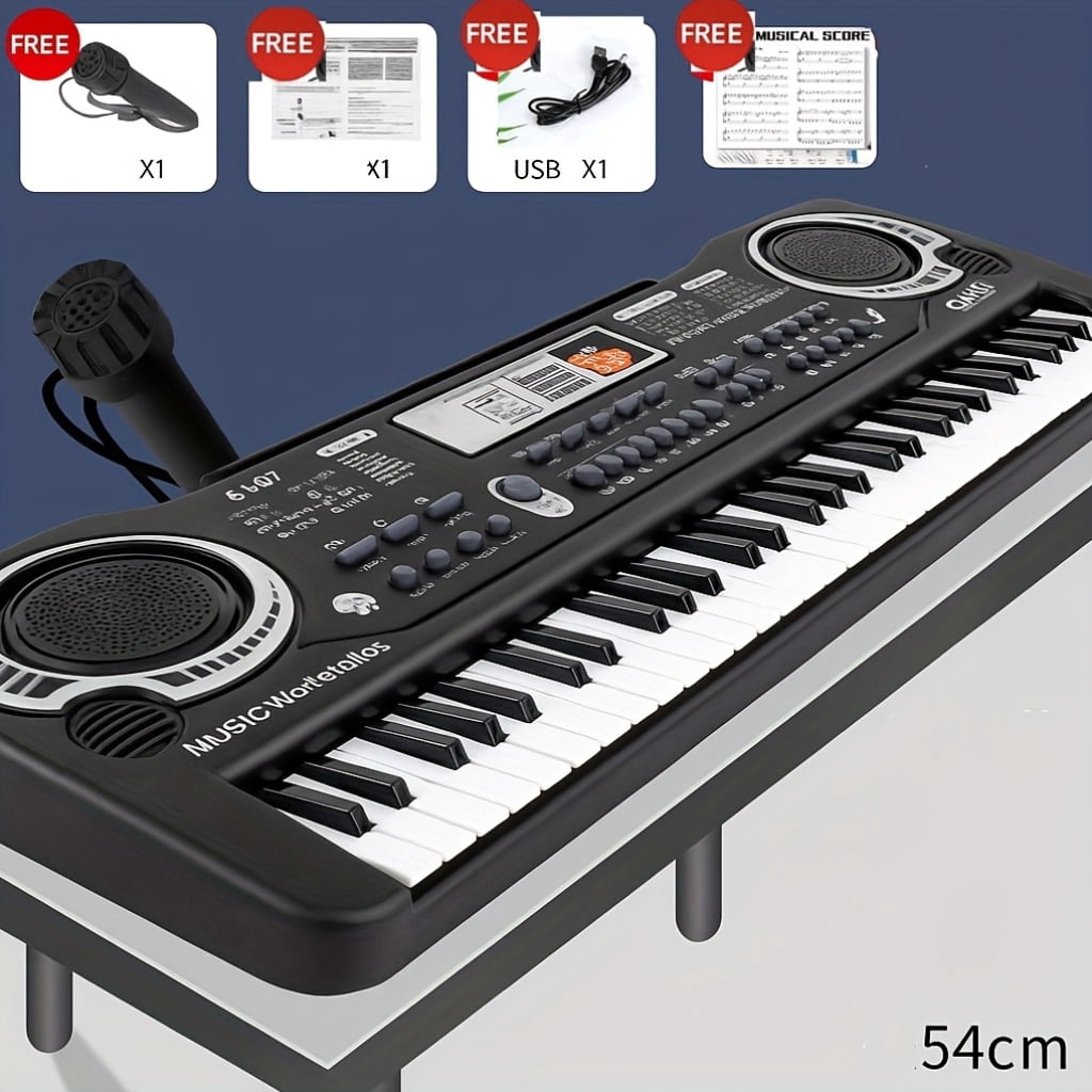 61-Key Portable Electronic Keyboard Featuring 16 Tones And 10 Rhythms ...