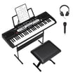 Glarry 61 Keys Keyboard with Piano Stand, Piano Bench, Built In ...